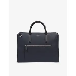 Smythson Ludlow Ultra-slim Leather Briefcase - Navy