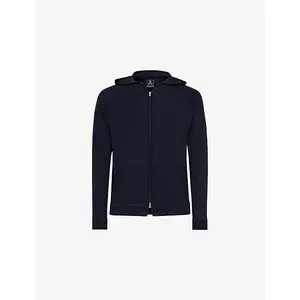 Boggi Milano Full Zip Merino Wool Hoodie - Navy Blue