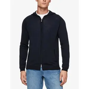 Boggi Milano Full Zip Merino Wool Hoodie - Navy Blue
