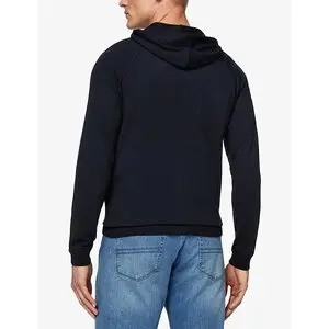 Boggi Milano Full Zip Merino Wool Hoodie - Navy Blue