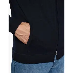 Boggi Milano Full Zip Merino Wool Hoodie - Navy Blue
