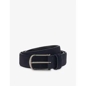 Boggi Milano Printed Suede Belt - Navy Blue