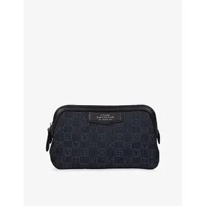 Smythson Stamp Small Canvas Travel Pouch - Navy