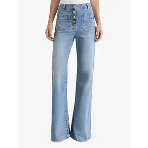 REISS Cali Flared Stretch-denim Jeans - Light Blue