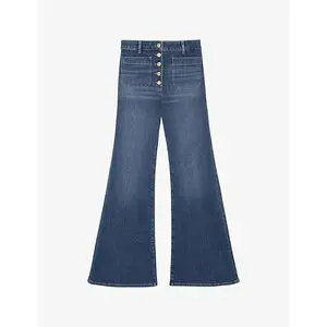 REISS Cali Flared Stretch-denim Jeans - Mid Blue