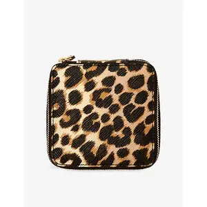 Smythson Panama Leopard Medium Leather Trinket Case