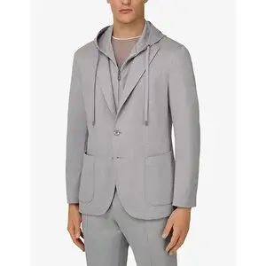 Boggi Milano Stretch-jersey Blazer With Removable Hood