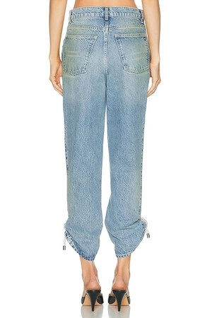 AREA Crystal Knot Wide Leg Jeans - Medium Blue