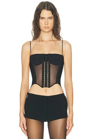 HAELO Layered Lace Up Corset Top - Black