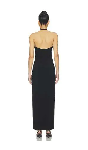 Norma Kamali Lifestyle Halter Long Dress With Side Slit - Black
