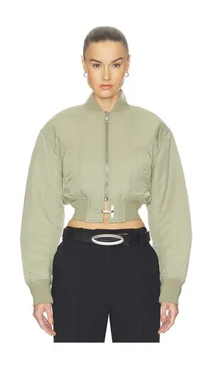 HAELO Cropped Bomber Jacket - Olive