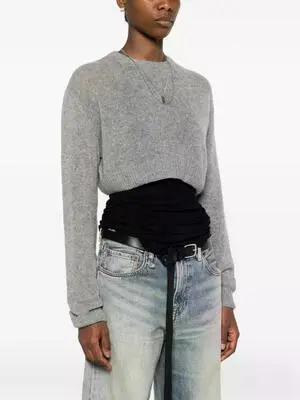Balenciaga Cropped Round Neck Long Sleeve Sweater