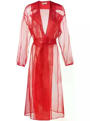 Herno Sheer Belted Silk Organza Coat - Red