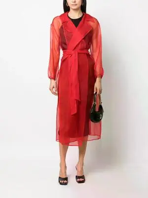 Herno Sheer Belted Silk Organza Coat