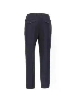 DEVORE INCIPIT Pleated Flap Wool Trousers - Blue