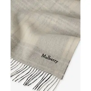 Mulberry Heritage Check Reversible Wool Scarf - Eggshell-black