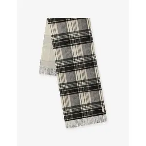 Mulberry Heritage Check Reversible Wool Scarf - Eggshell-black