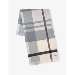 Mulberry Large-check Merino-wool Scarf - Eggshell&foggy Grey