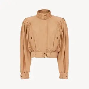 Chloé Gathered Cropped Cotton Poplin Jacket - Reef Shell