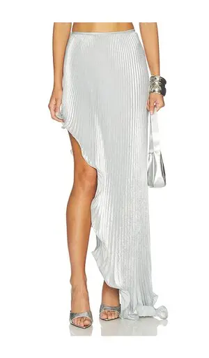 L'IDEE Metallic Pleated Asymmetrical Ruffle Skirt
