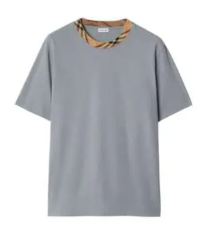 Burberry Check-trim T-shirt - Grey