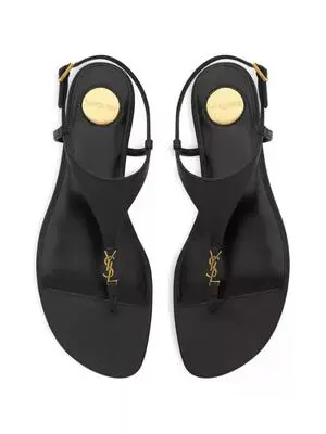 Saint Laurent Cassandre Leather Flat Sandals