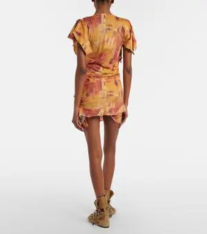 Isabel Marant Étoile Janick Printed Ruffled Cotton Mini Dress - Multicoloured
