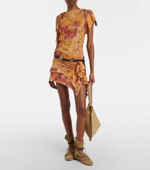 Isabel Marant Étoile Janick Printed Ruffled Cotton Mini Dress - Multicoloured