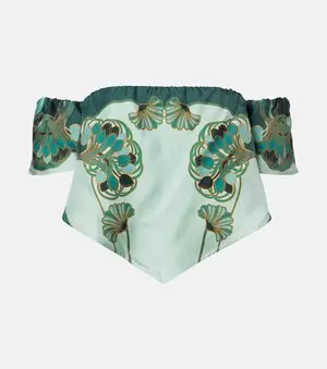 La DoubleJ Sand Dollar Printed Silk Top