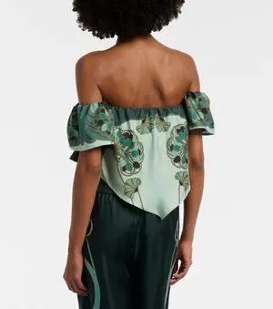 La DoubleJ Sand Dollar Printed Silk Top
