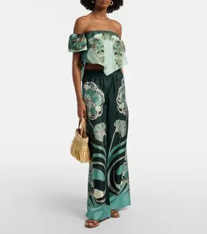 La DoubleJ Sand Dollar Printed Silk Top