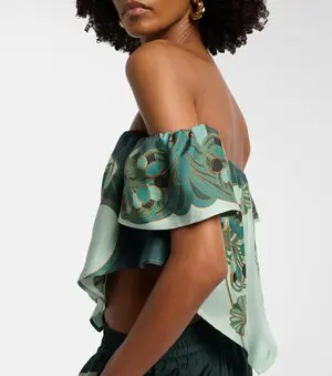 La DoubleJ Sand Dollar Printed Silk Top