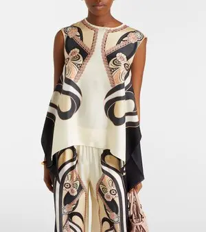La DoubleJ San Carlo Printed Silk Twill Top - Multicoloured