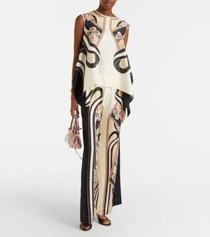 La DoubleJ San Carlo Printed Silk Twill Top - Multicoloured