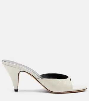 JUDE Haze Croc-effect Patent Leather Mules - White