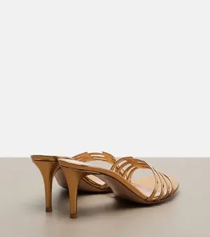 GIANVITO ROSSI Metallic Leather Mules