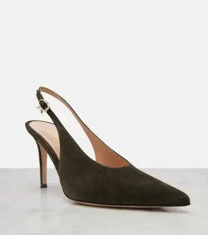 GIANVITO ROSSI Robbie Suede Slingback Pumps - Green