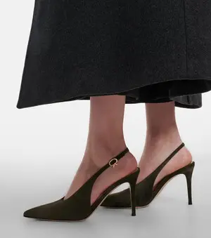 GIANVITO ROSSI Robbie Suede Slingback Pumps - Green