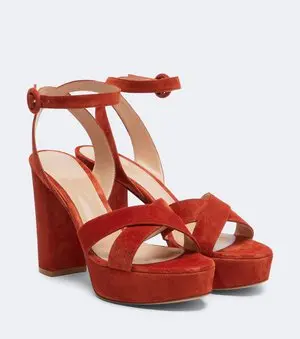 GIANVITO ROSSI Sabrina Suede Platform Sandals - Orange