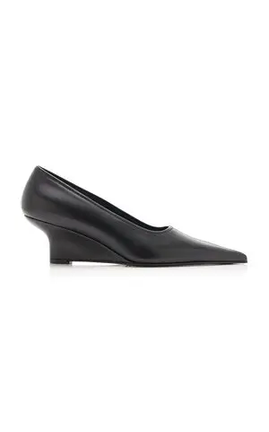 TOTEME Sharp Leather Wedge Pumps - Black