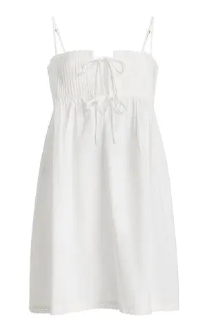 ELCE Lilya Cotton Mini Dress With Lace Trim - White