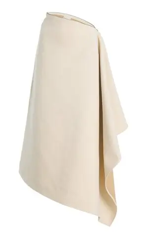 Bevza Cotton Canvas Asymmetric Draped Maxi Skirt