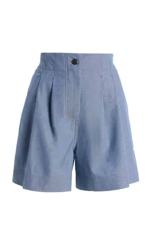 Moncler Pleated Chambray Shorts