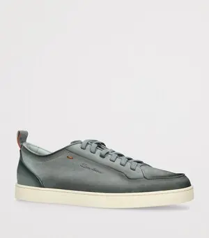 Santoni Montecarlo Leather Sneakers - Blue