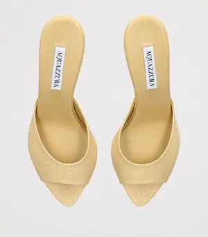 AQUAZZURA Woven Bisous Mules 65 - Beige