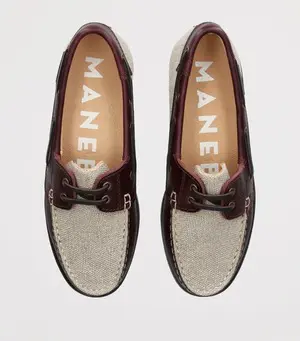 Manebí Canvas And Leather Trim Boat Shoes - Brown