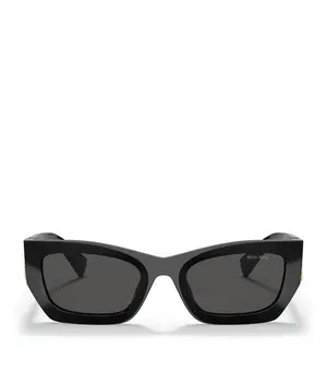 Miu Miu Acetate Runway Rectangle Sunglasses - Black