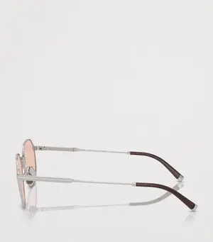 Brunello Cucinelli Titanium Octagon Frame Sunglasses - Silver