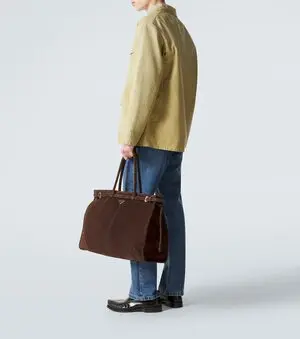 Prada Suede Tote Bag - Brown