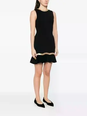 Sandro Mini Knit Dress With Metal Chain Trim And Ruffled Hem